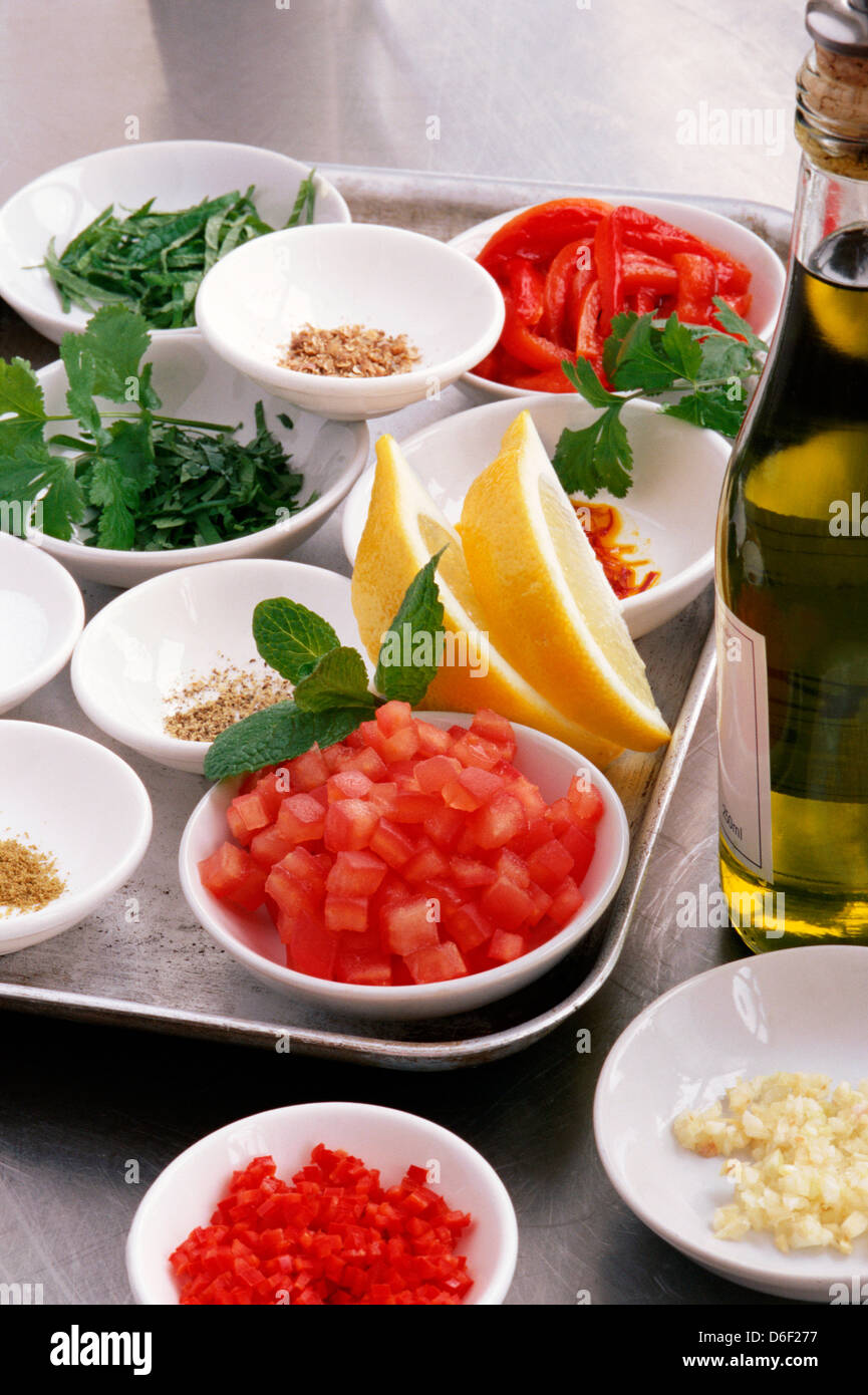 Tray of Ingredients and Garnishes Stock Photo - Alamy