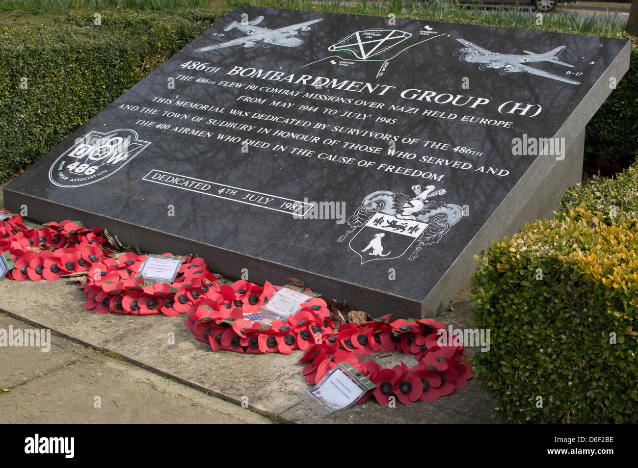 England, Suffolk, Sudbury, The memorial to 486th Bombardment Group H of ...