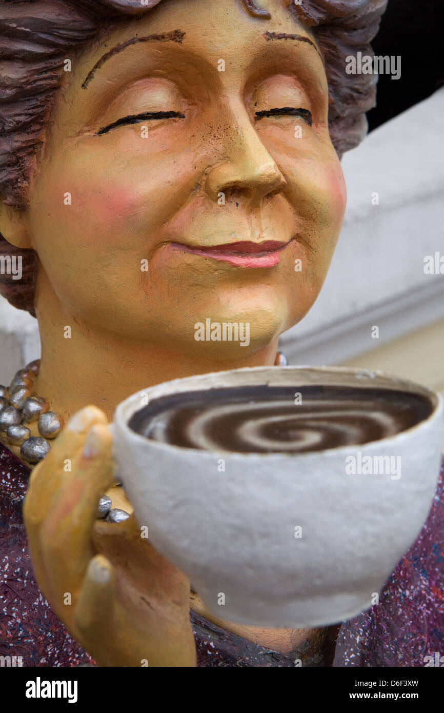 Dresden, Germany, displays an old lady in front of a cafe Stock Photo ...