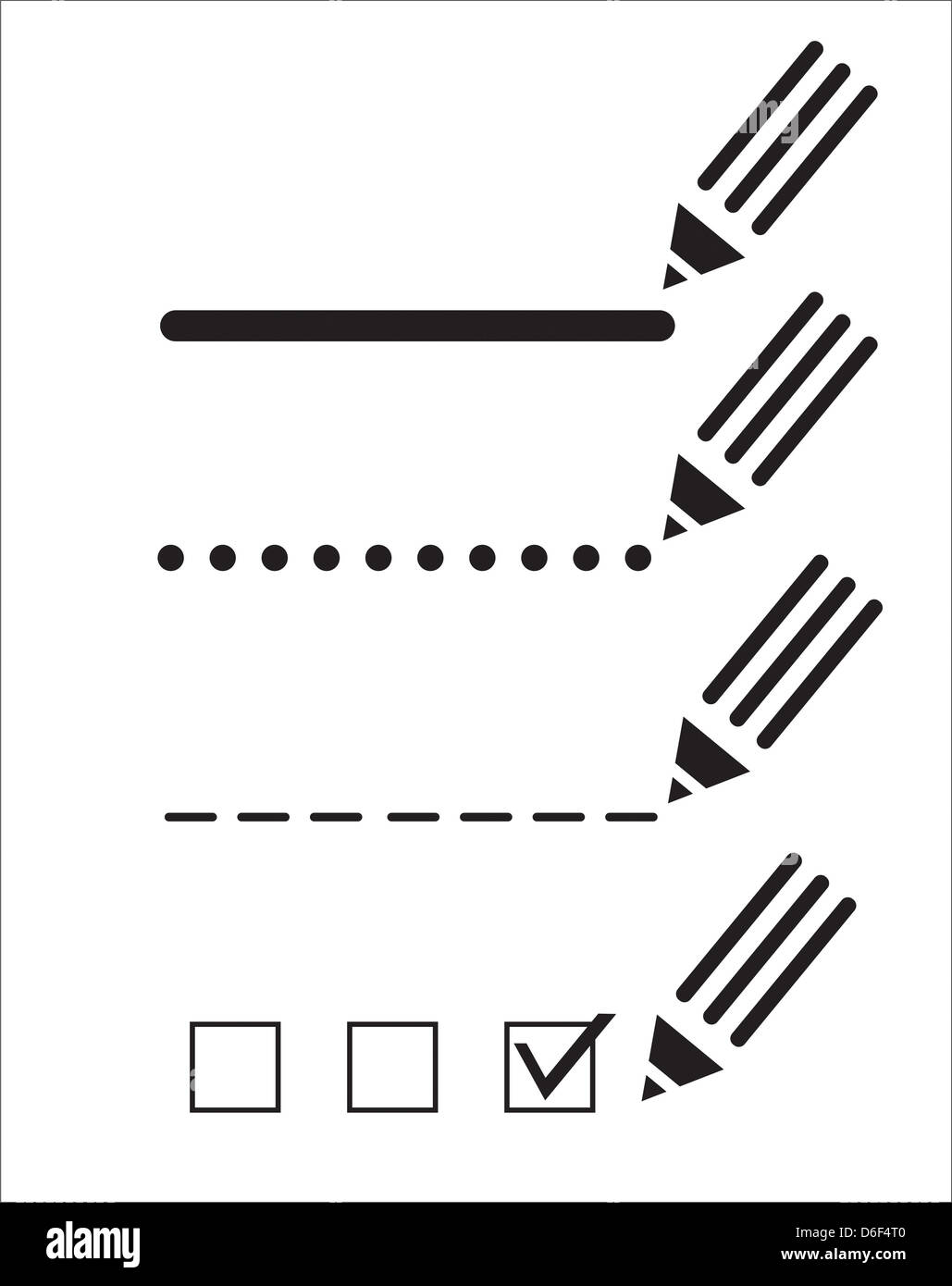 Pens with lines on white Stock Photo - Alamy