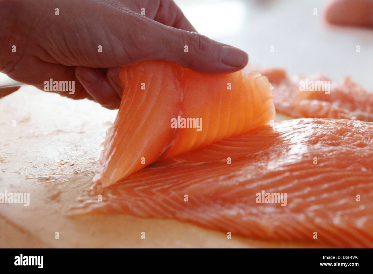 Escalopes from Salmon Fillet Stock Photo - Alamy