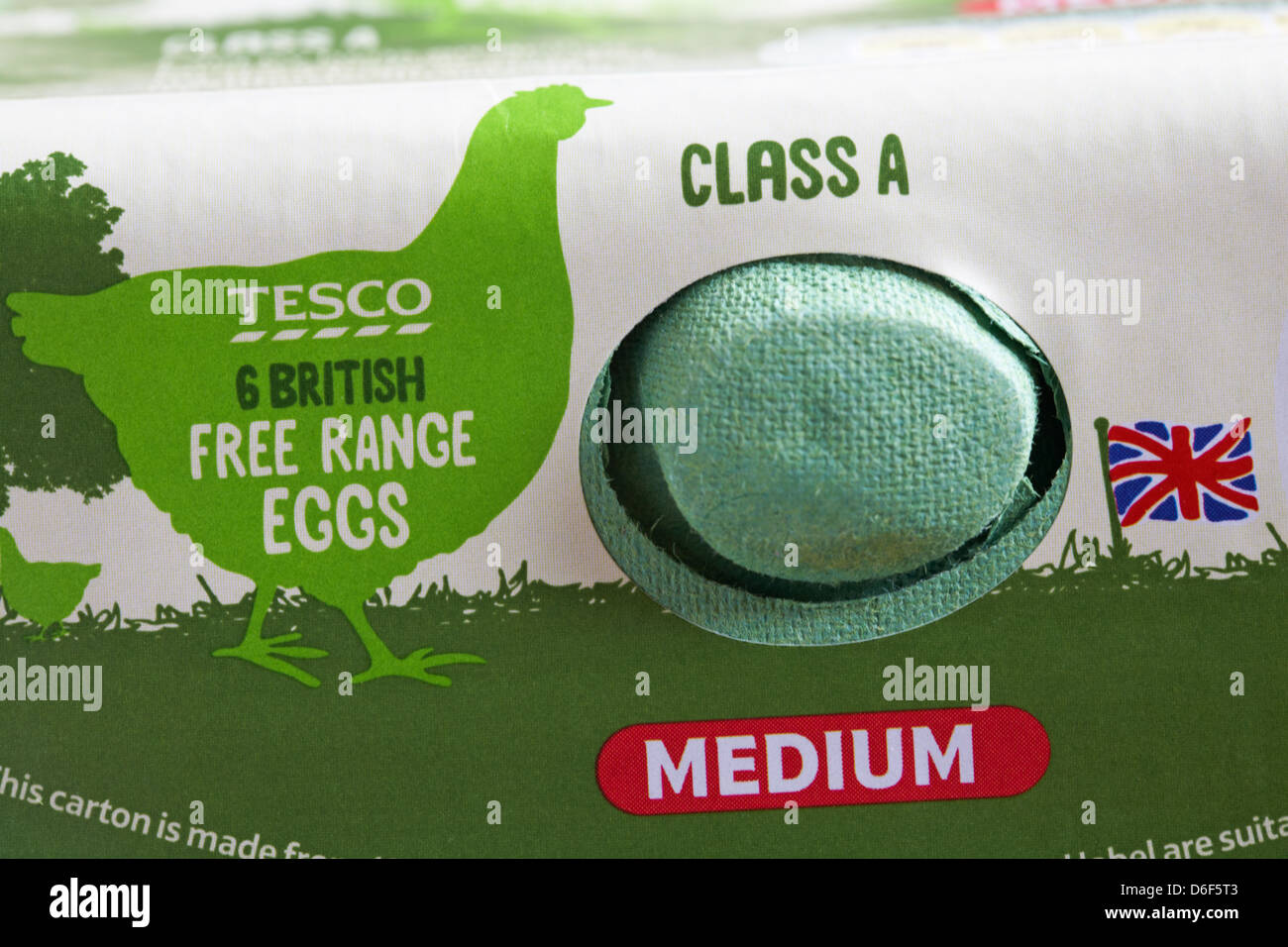 carton of tesco 6 British free range eggs medium size Stock Photo - Alamy