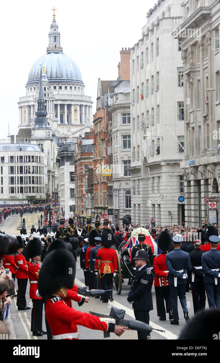 London, UK. 17th April, 2013. The Funeral of Margaret Thatcher took ...