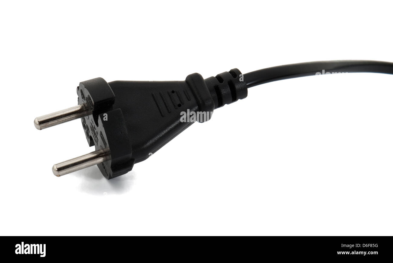 Black plug on white background Stock Photo - Alamy