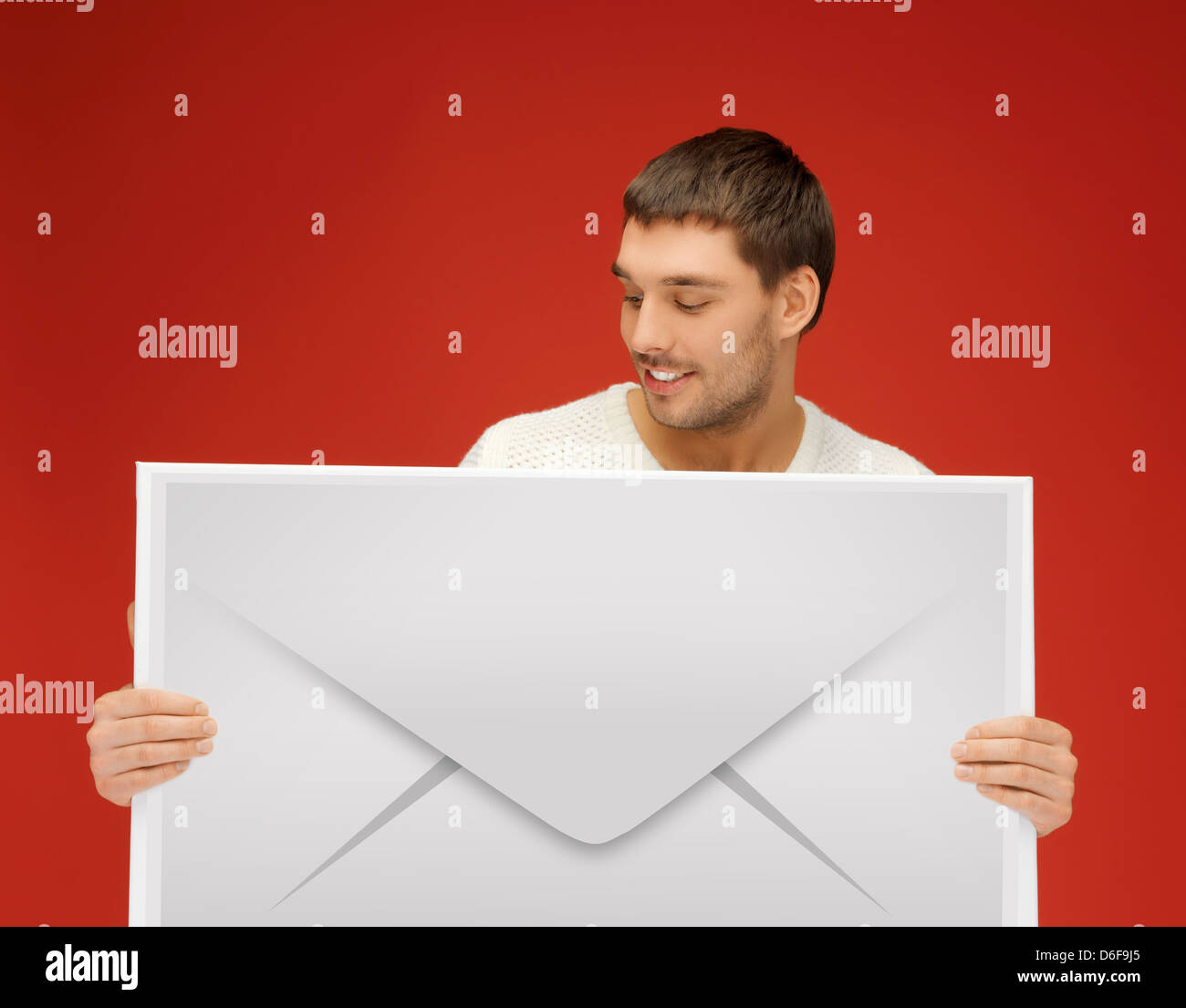 man showing virtual envelope Stock Photo - Alamy