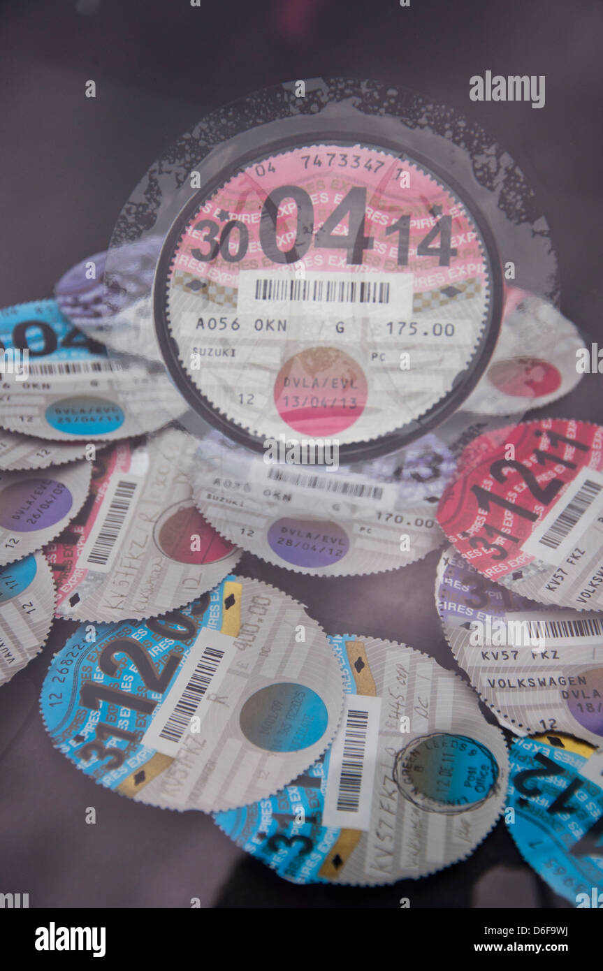 Car tax disc in windscreen Stock Photo - Alamy