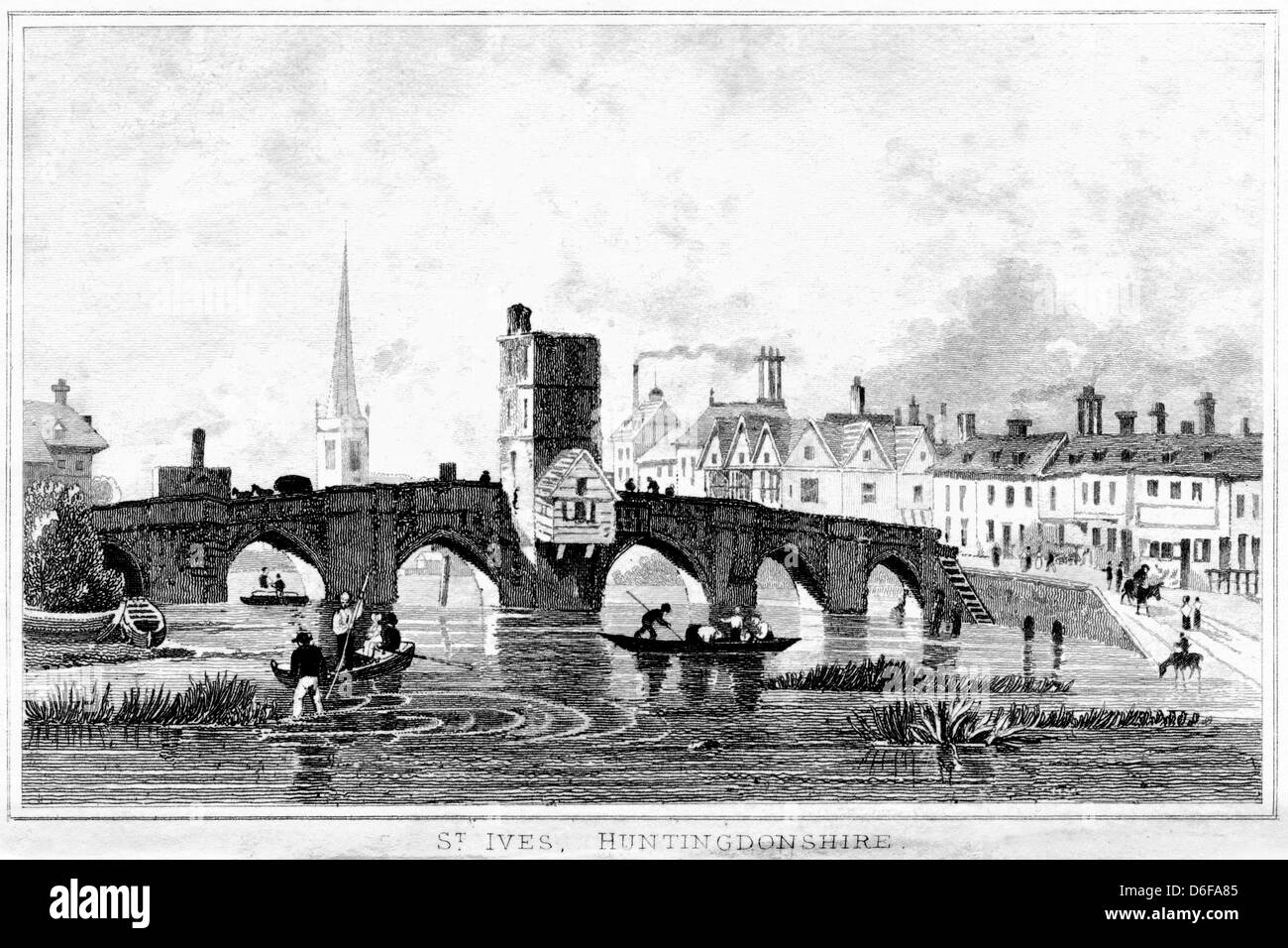 An engraving entitled " St. Ives, Huntingdonshire " scanned at high ...