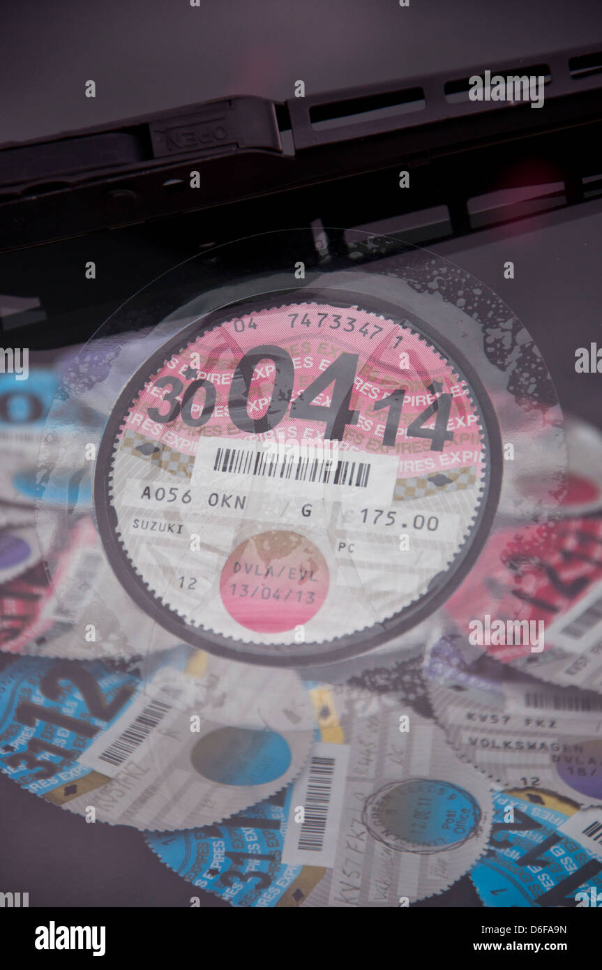Car tax disc in windscreen Stock Photo - Alamy