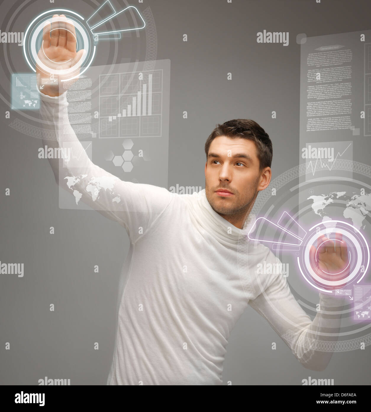 man working with virtual screens Stock Photo - Alamy