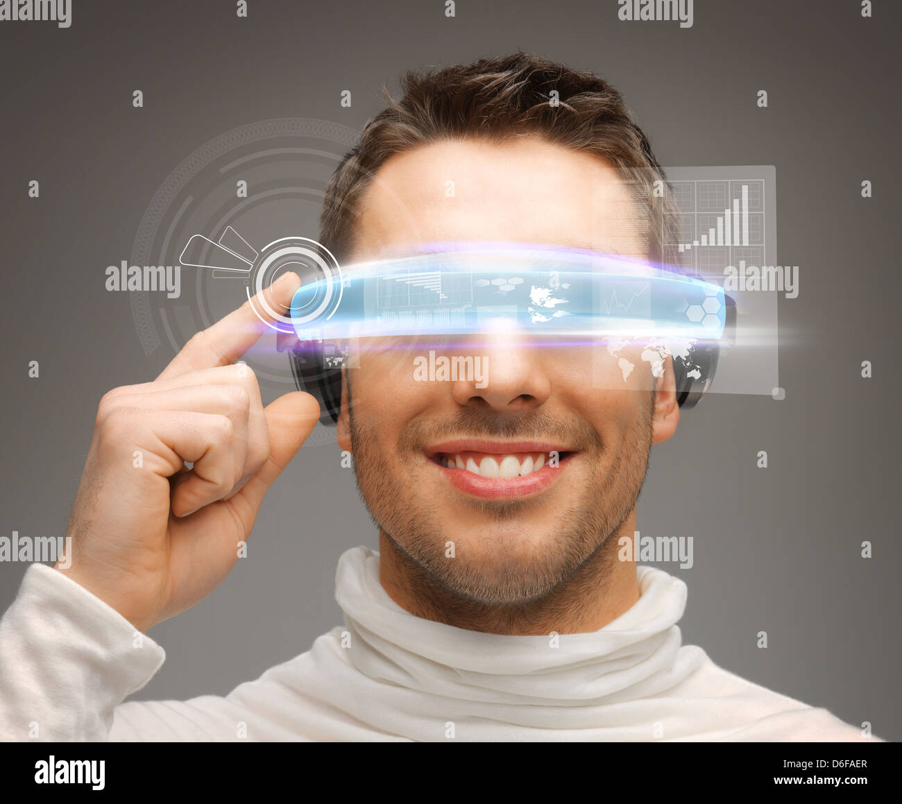 businessman with digital glasses Stock Photo - Alamy