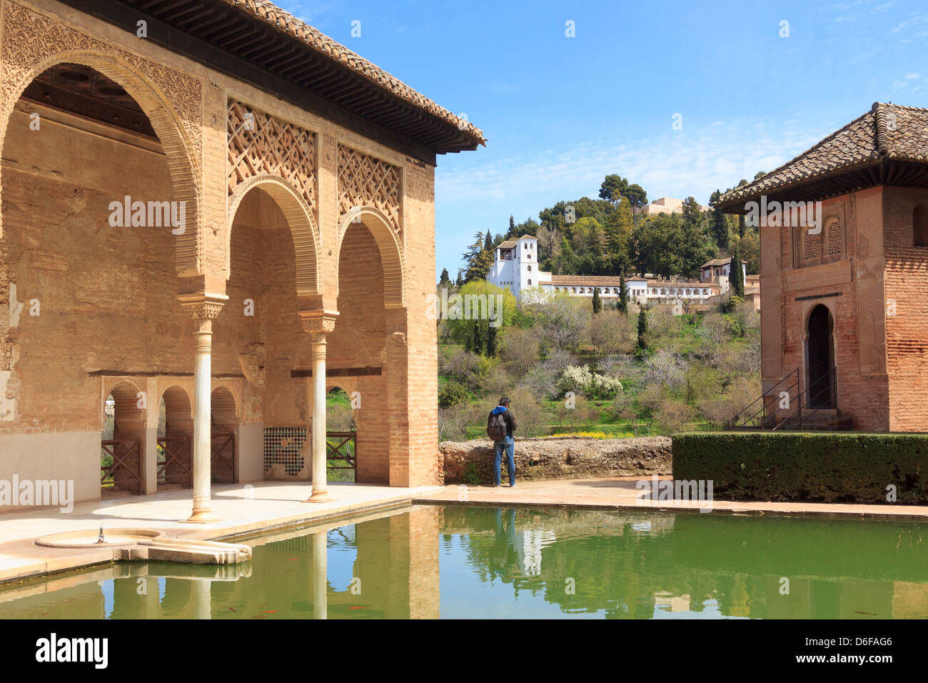 Generalife seen from Palacio del Partal, Partal Palace, Jardines del ...