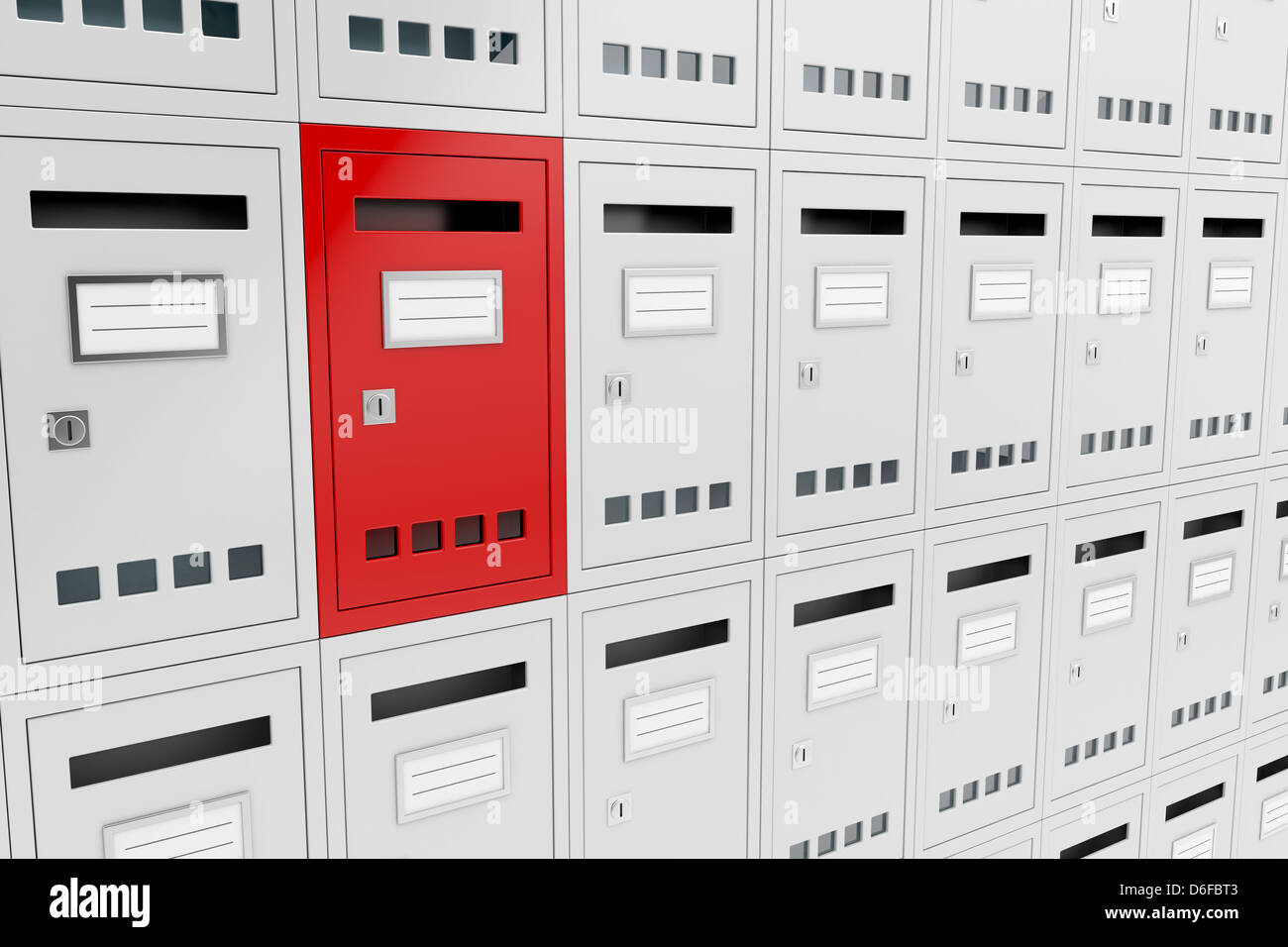 Concept image with one different letterbox Stock Photo - Alamy