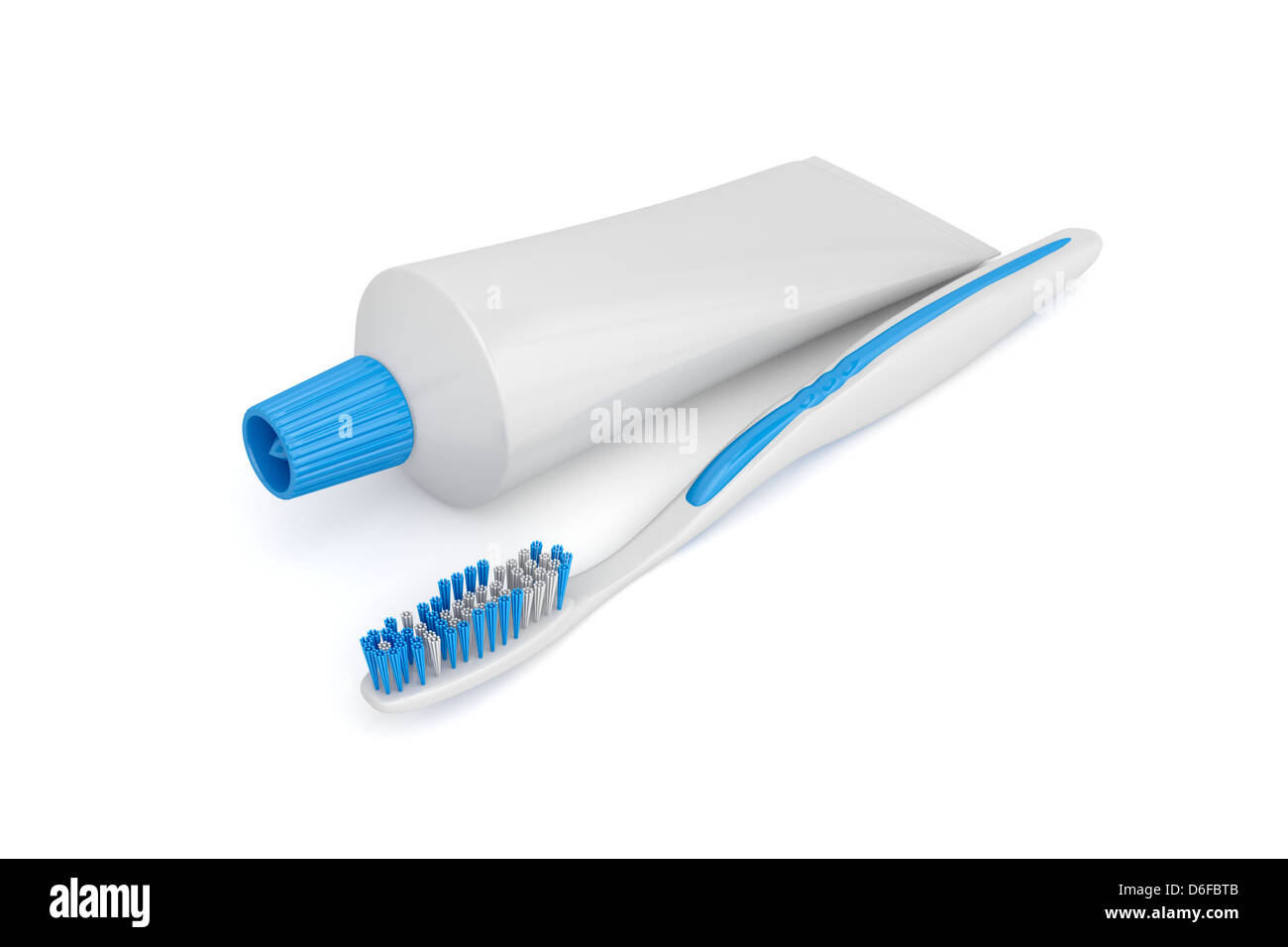 Toothbrush and toothpaste on a white background Stock Photo - Alamy
