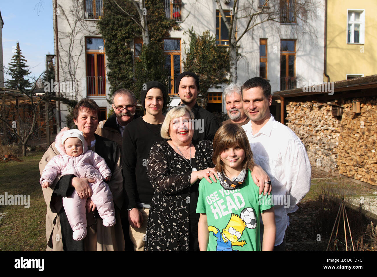 Berlin, Germany, the family in front of their multigenerational Stock ...