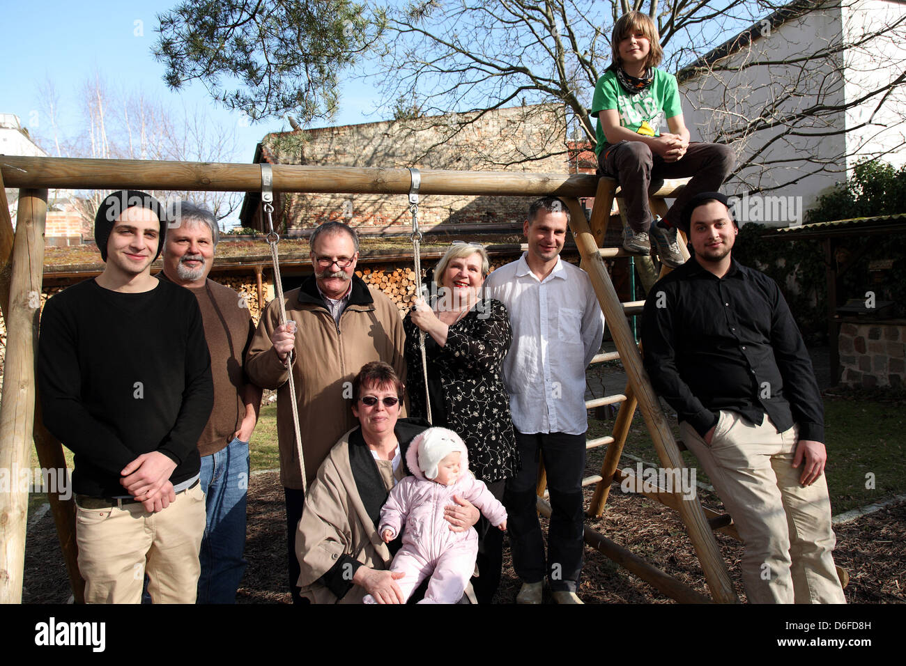 Berlin, Germany, the family on the farm of her multi-generational house ...