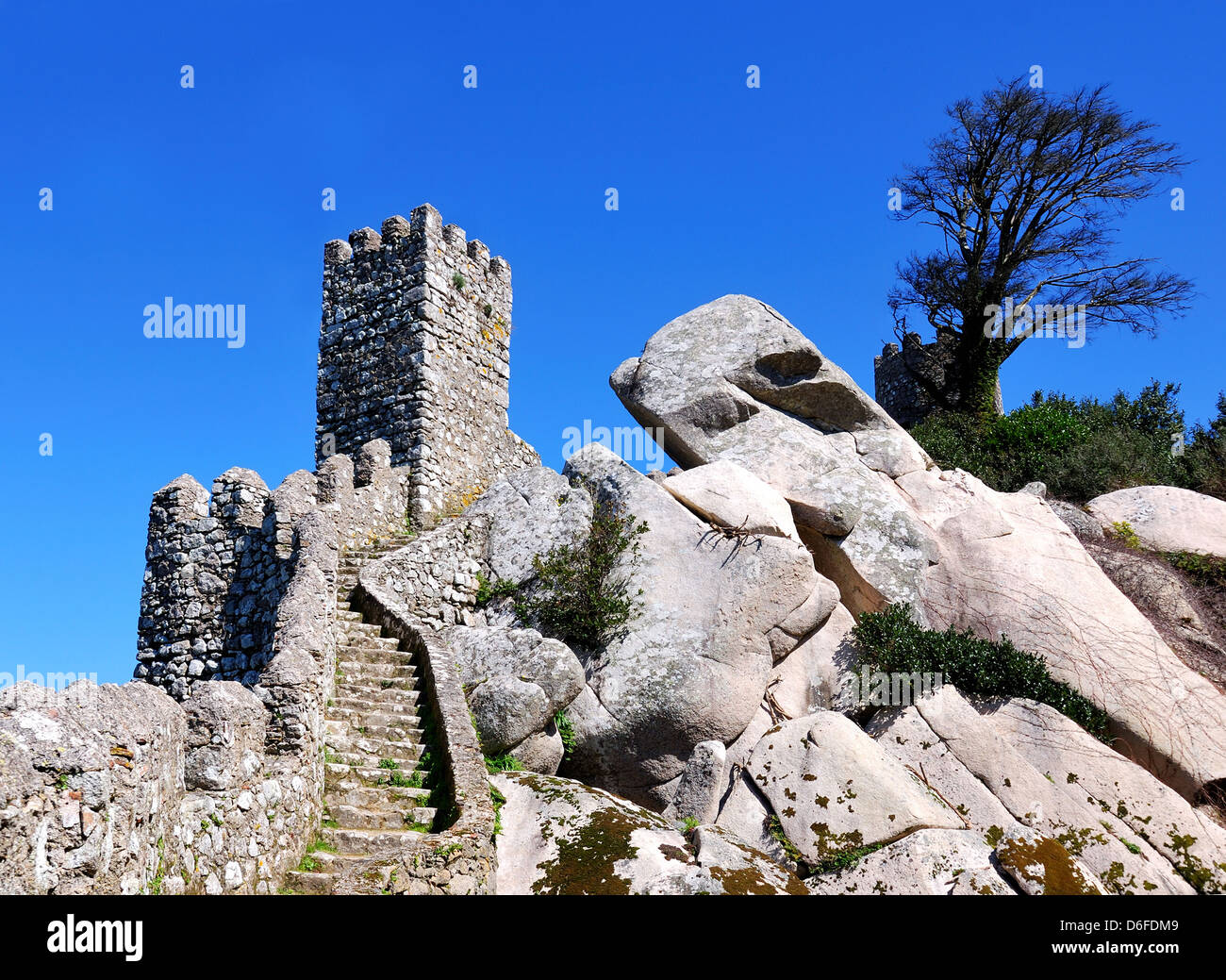 Sintra Moors castle, and upperview of the medieval city Stock Photo - Alamy