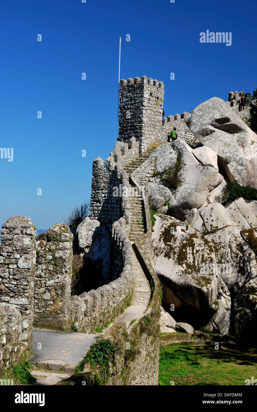 Sintra Moors castle, and upperview of the medieval city Stock Photo - Alamy