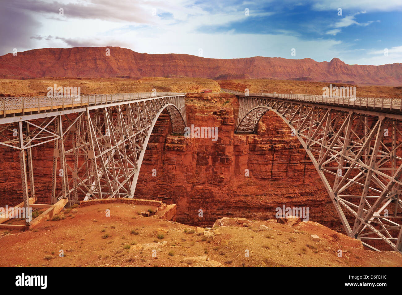 Navajo Bridge at the Colorado River in Marble Canyon Stock Photo - Alamy