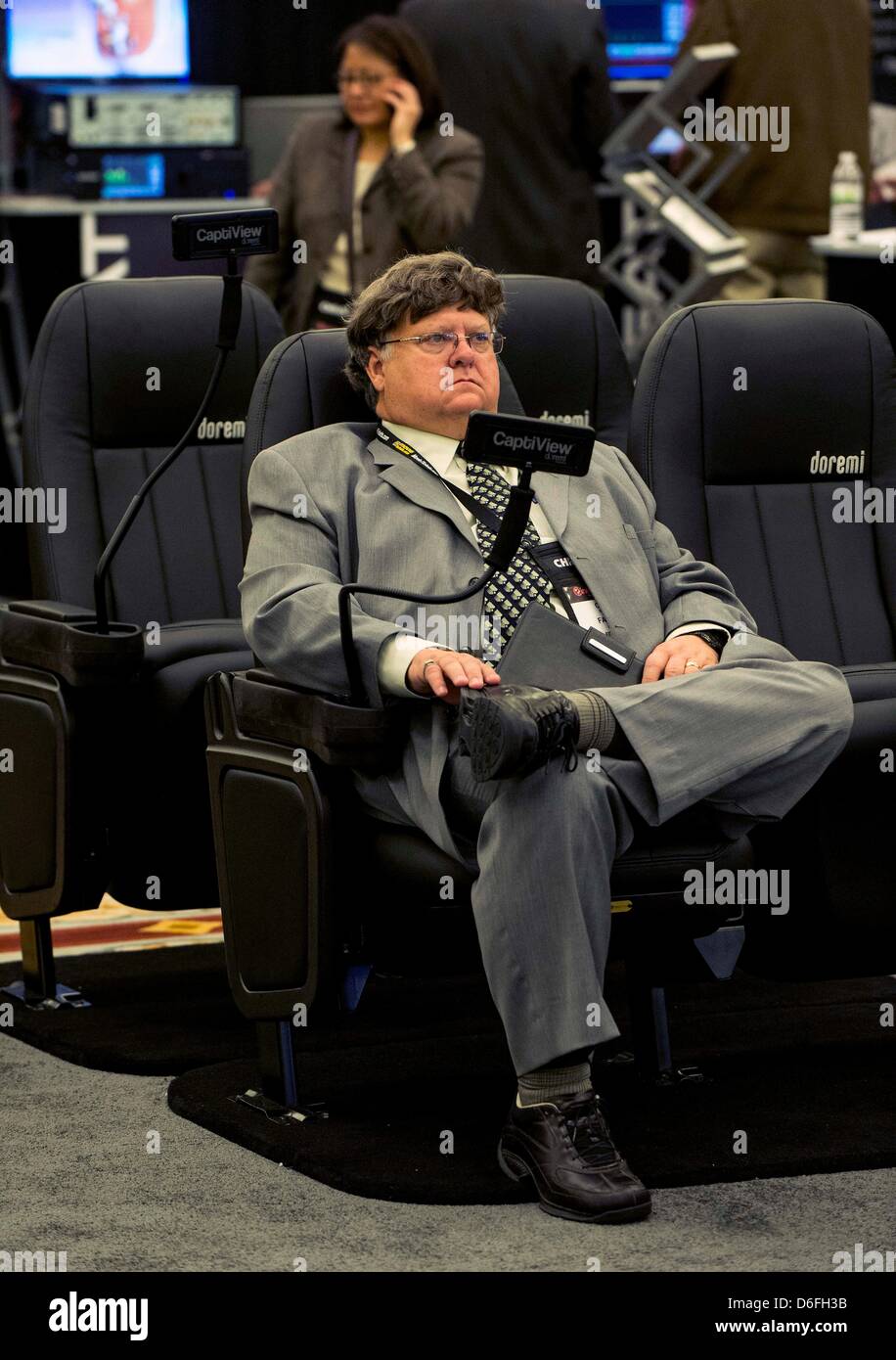 April 17, 2013 - Las Vegas, Nevada, U.S. - CHUCK SHOEMAKER sits in a ...