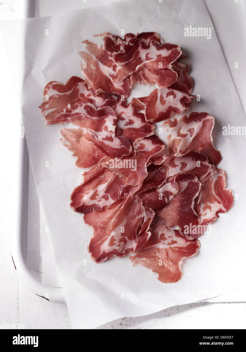 Speck Meat on Tray Stock Photo - Alamy