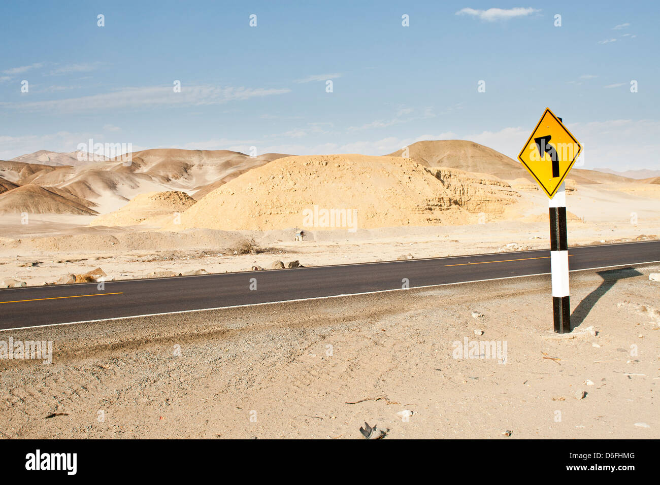 Left curve road sign in Panamerican Highway crossing northwestern ...
