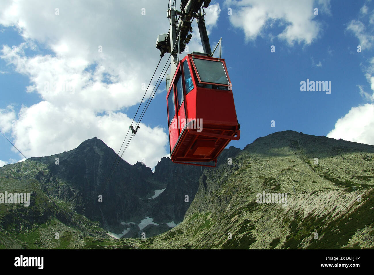 Red cable railway in High Tatras Stock Photo - Alamy