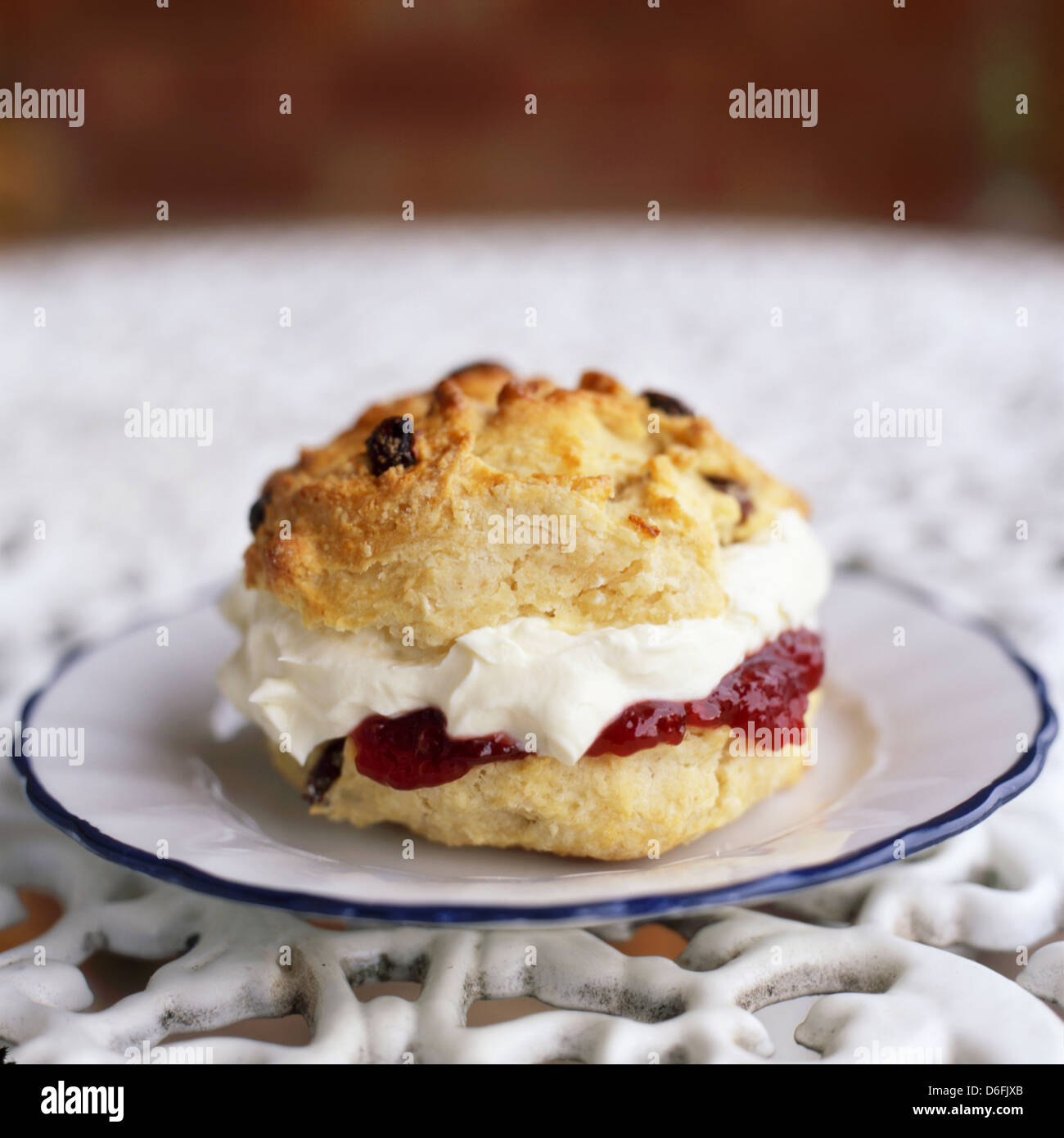 Scone with Cream and Jam Stock Photo - Alamy