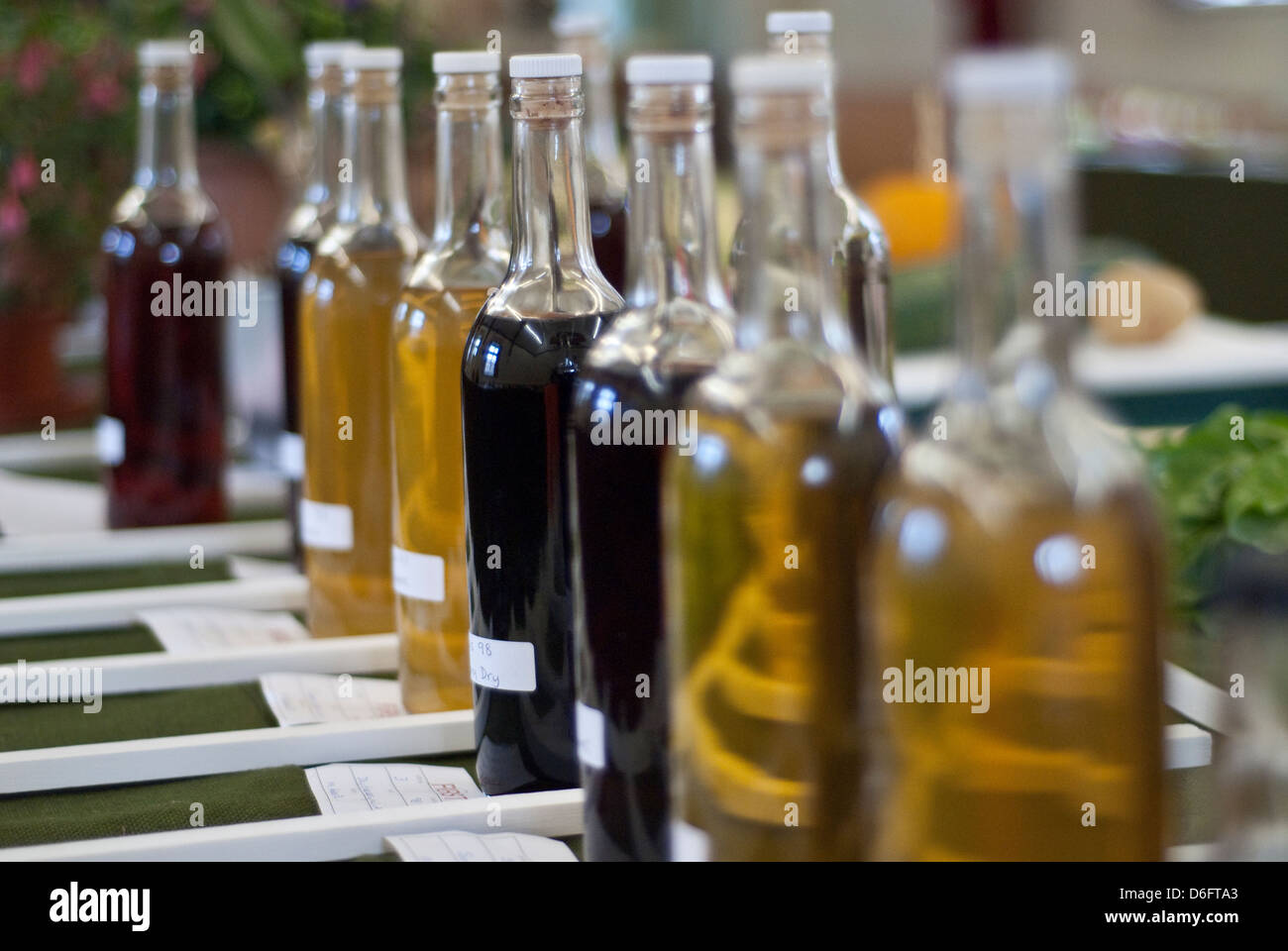 Oils and Vinegars on Display at a Horticultural Fair Stock Photo - Alamy