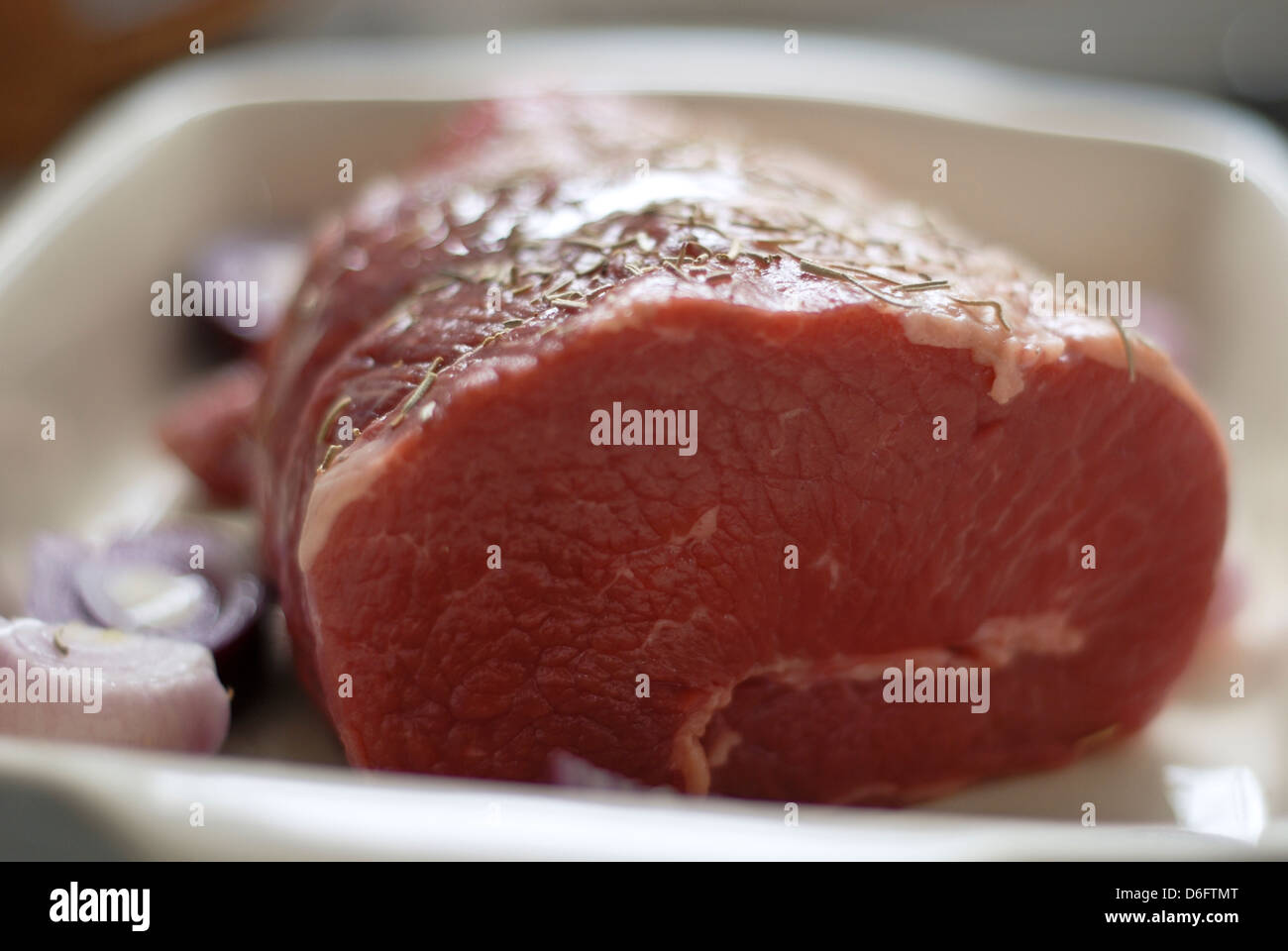 Roast Beef Ready for the Oven Stock Photo - Alamy