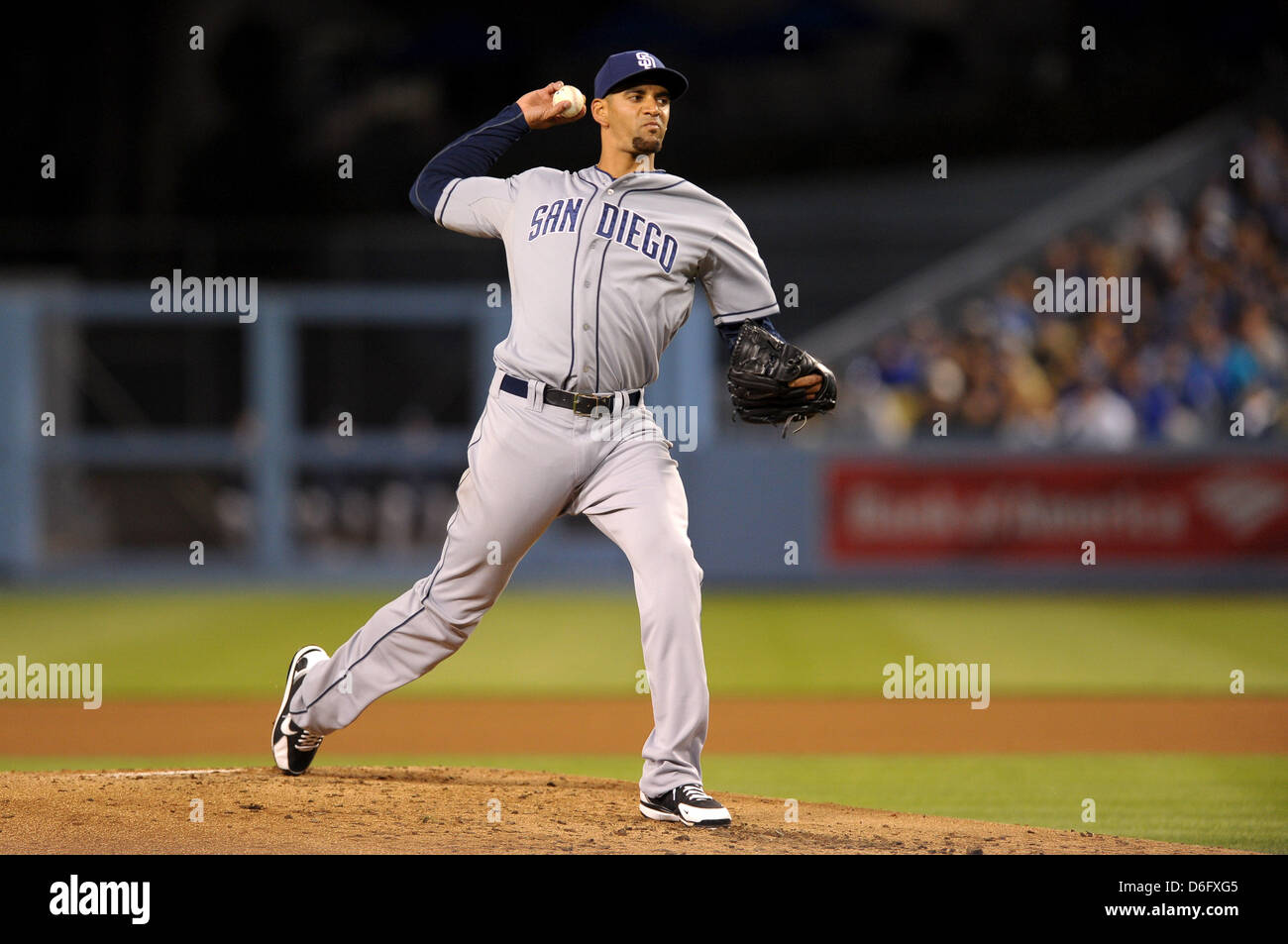 Los Angeles, CA, USA. April 17, 2013. San Diego Padres starting pitcher ...