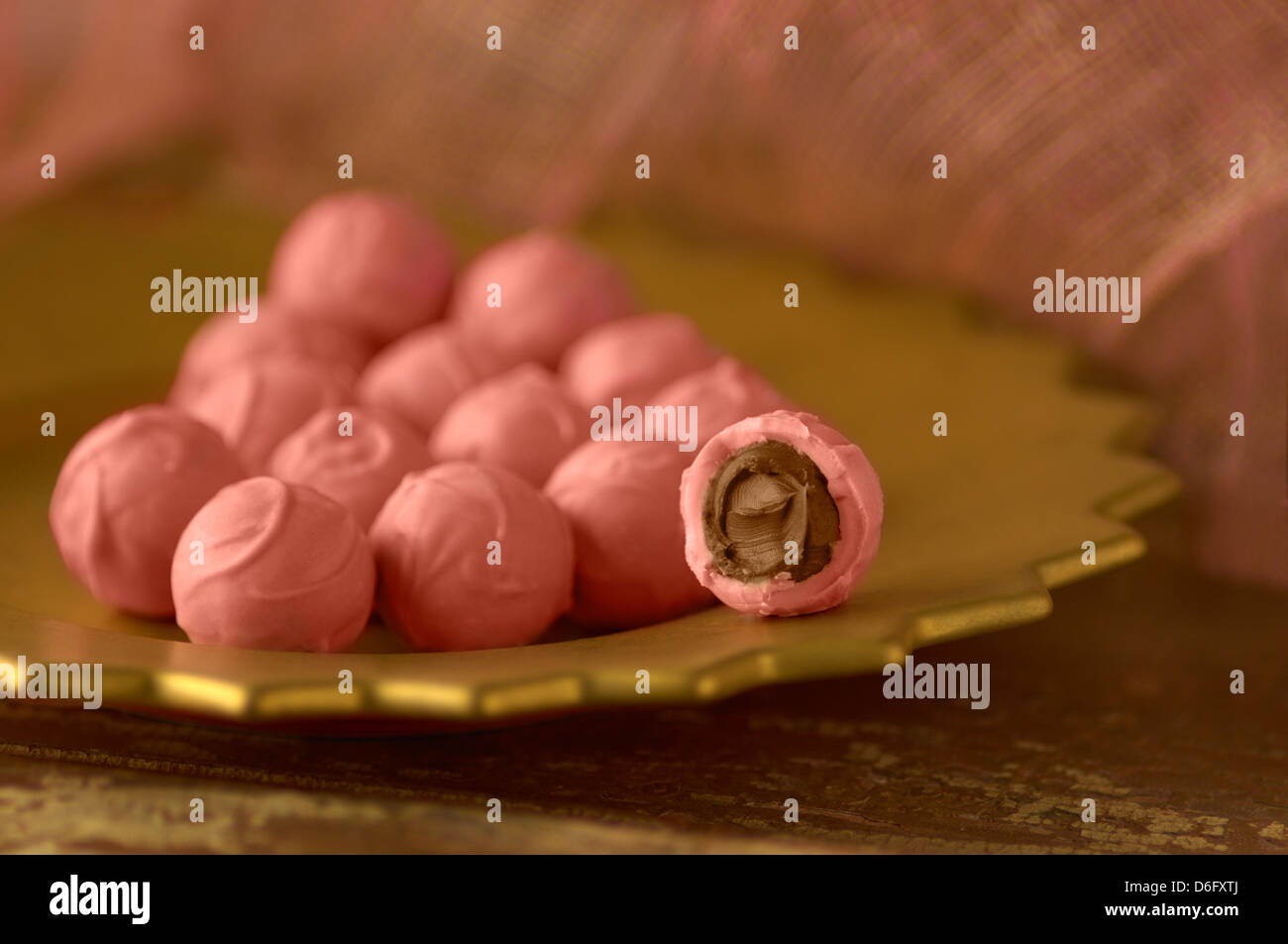 Pink Truffle Chocolates Stock Photo - Alamy