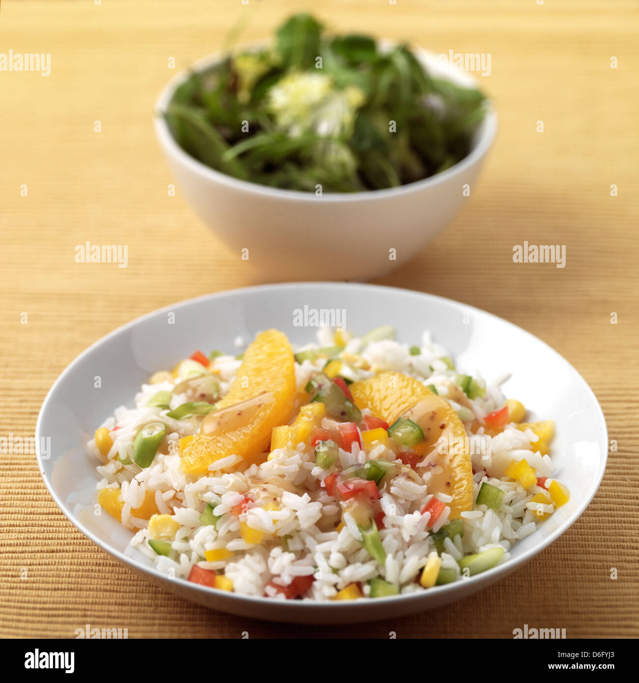 Rice and Vegetables with Rocket Stock Photo - Alamy