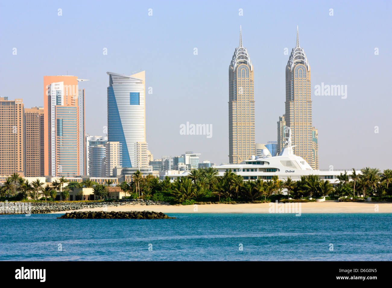 Skyline with Al Kazim Twin Towers, Dubai, United Arab Emirates Stock ...