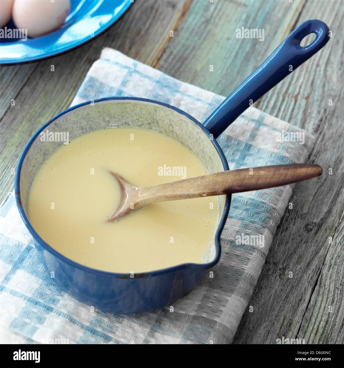 Pan of Custard/ making custard Stock Photo - Alamy