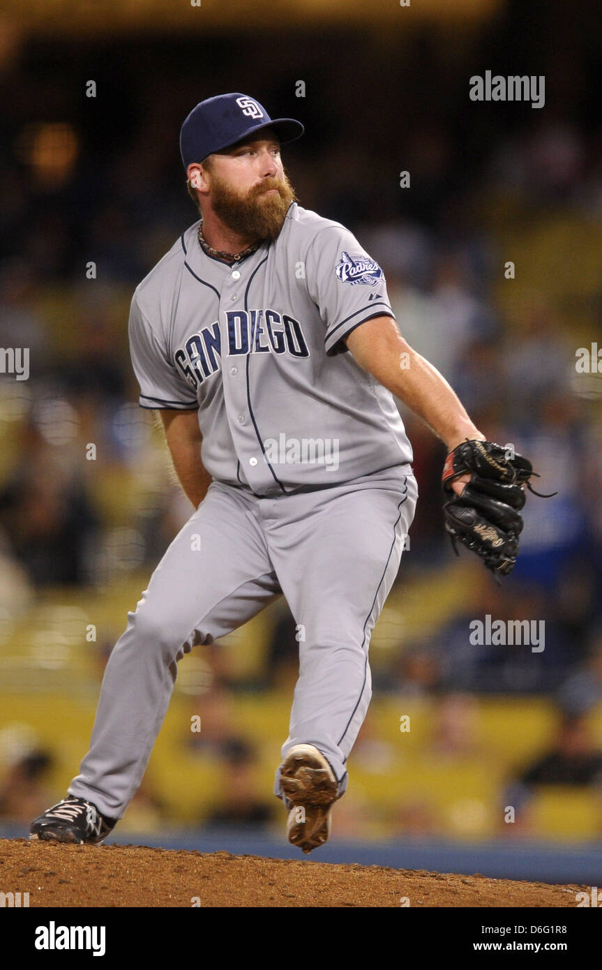 Los Angeles, CA, USA. April 17, 2013. San Diego Padres relief pitcher ...
