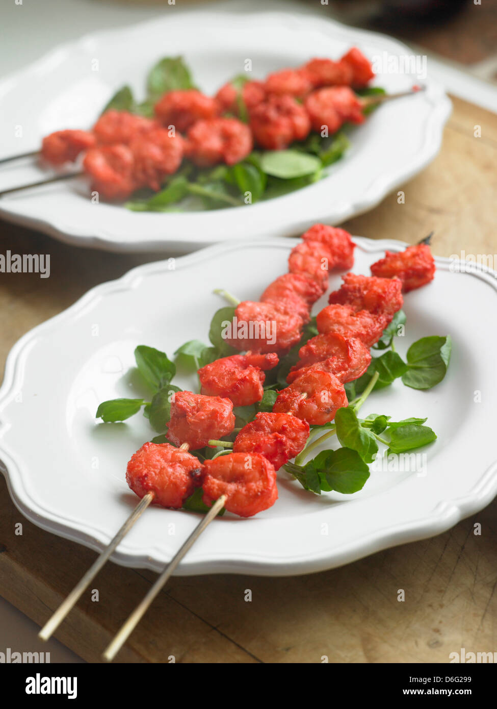 Cooked Tandoori prawn kebabs / step shot Stock Photo - Alamy