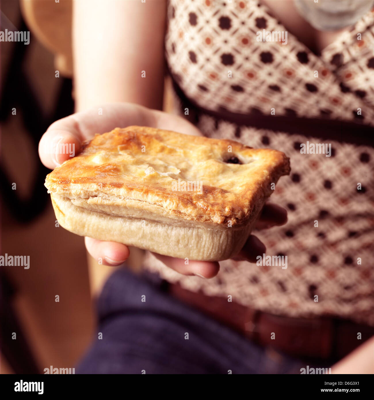 Woman eating pie meat hi-res stock photography and images - Alamy