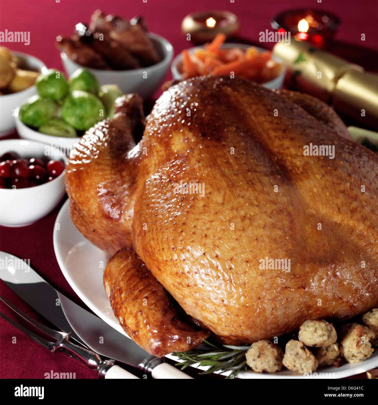 Traditional Turkey Christmas Dinner Stock Photo - Alamy