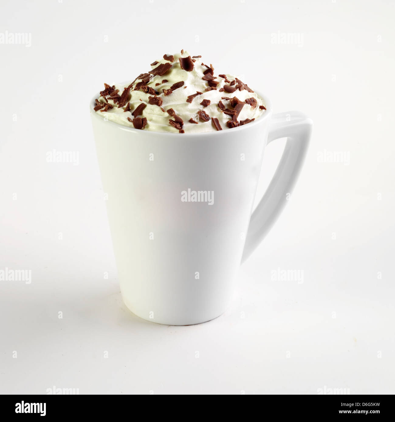 Coffee with Whipped Cream and Chocolate Flakes Stock Photo - Alamy