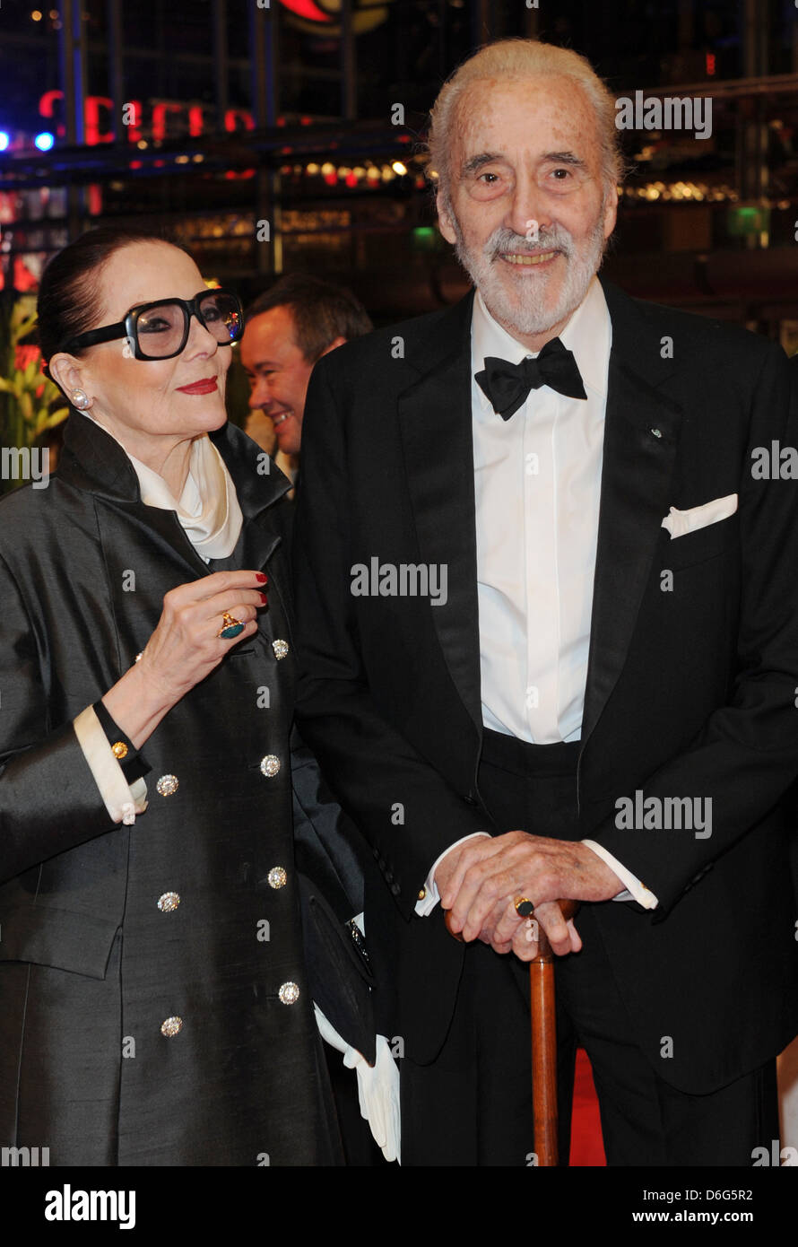 British actor Sir Christopher Lee and his wife Birgit arrive for the ...