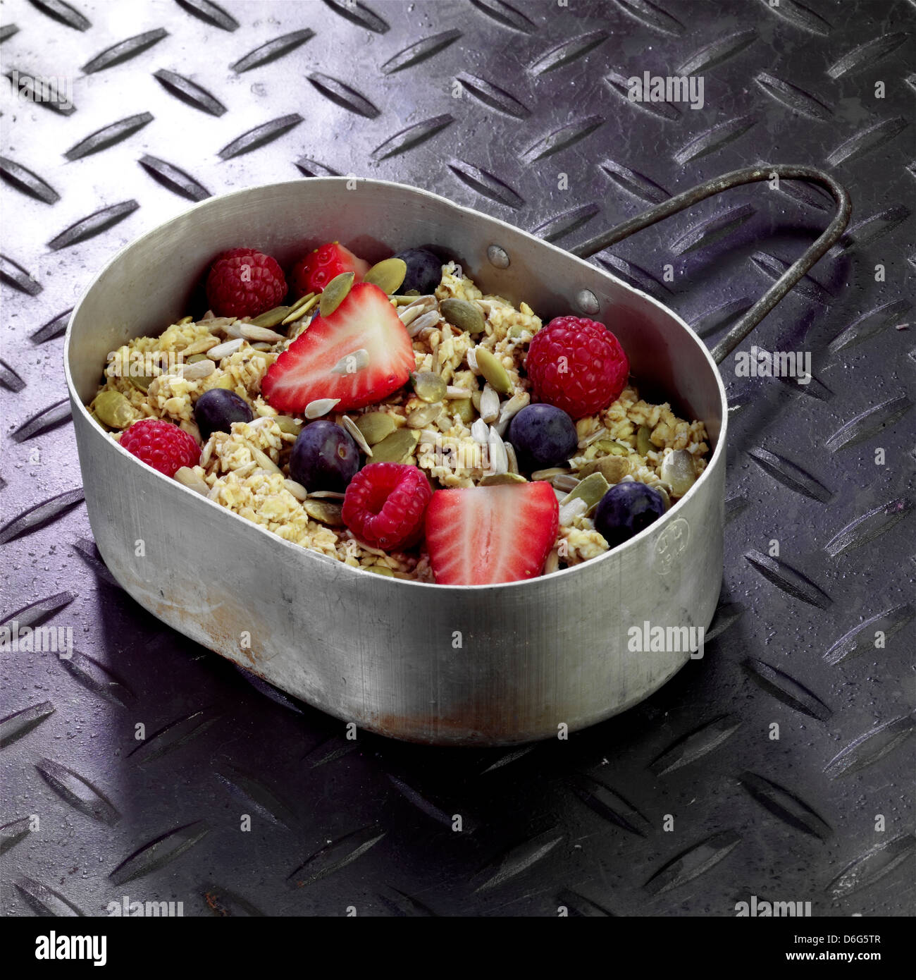 Muesli with Berries - camping Stock Photo - Alamy