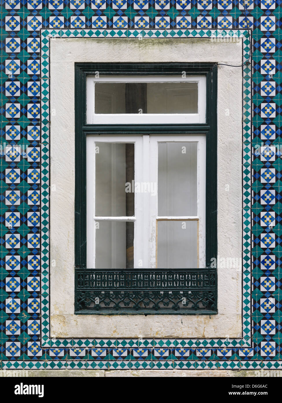 Lisbon, Portugal, windows with typical tiled facade Stock Photo - Alamy