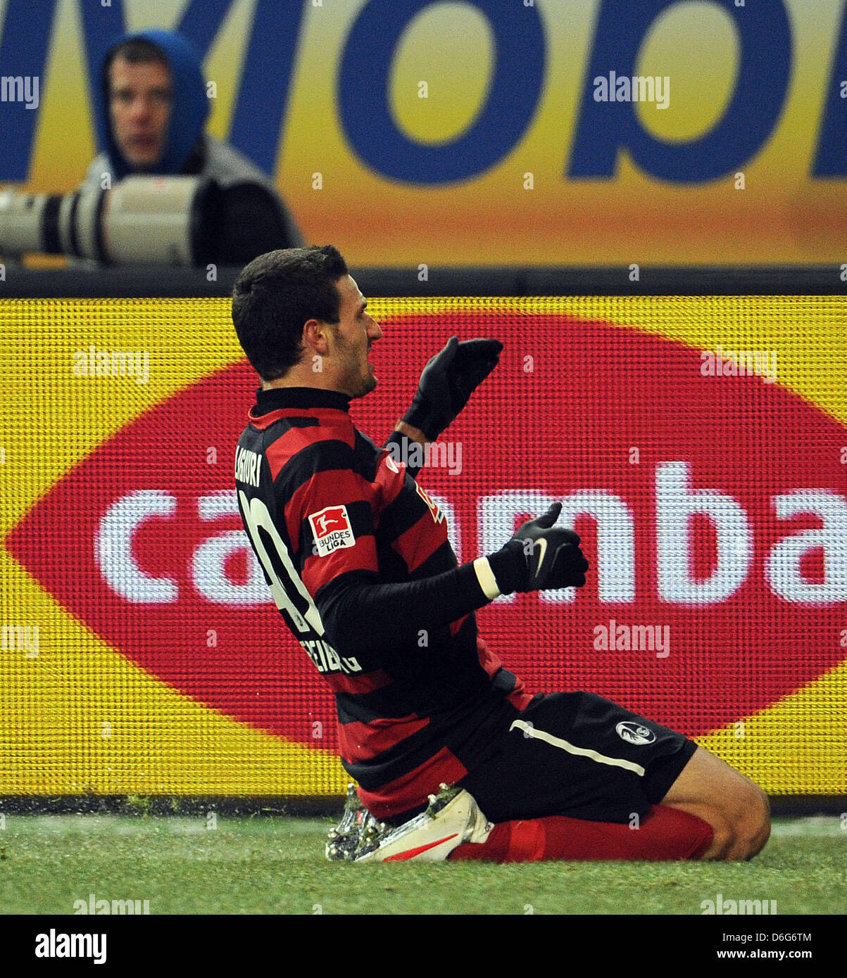 Freiburg's Daniel Caligiuri celebrates his 2-2 goal during the ...