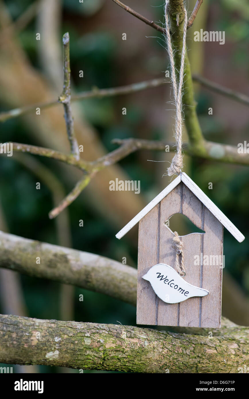 A cute little bird house tree decoration Stock Photo - Alamy