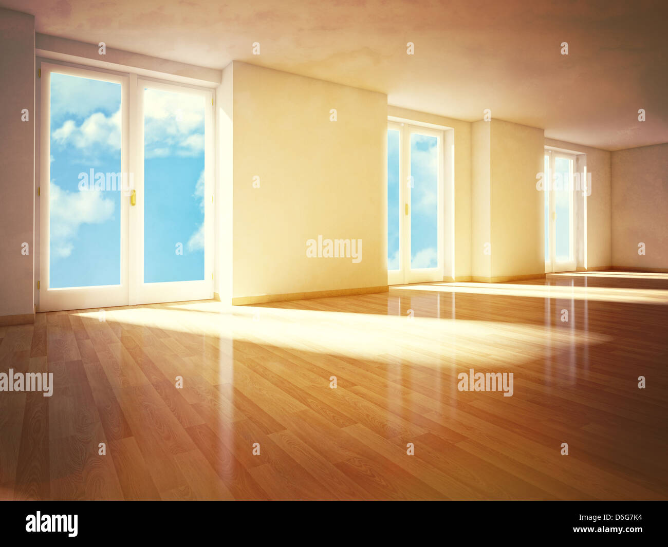 empty house interior view 3d image Stock Photo - Alamy