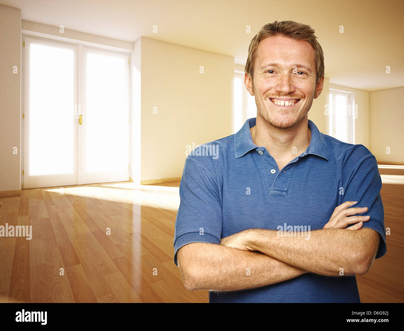 smiling man in 3d modern house Stock Photo - Alamy