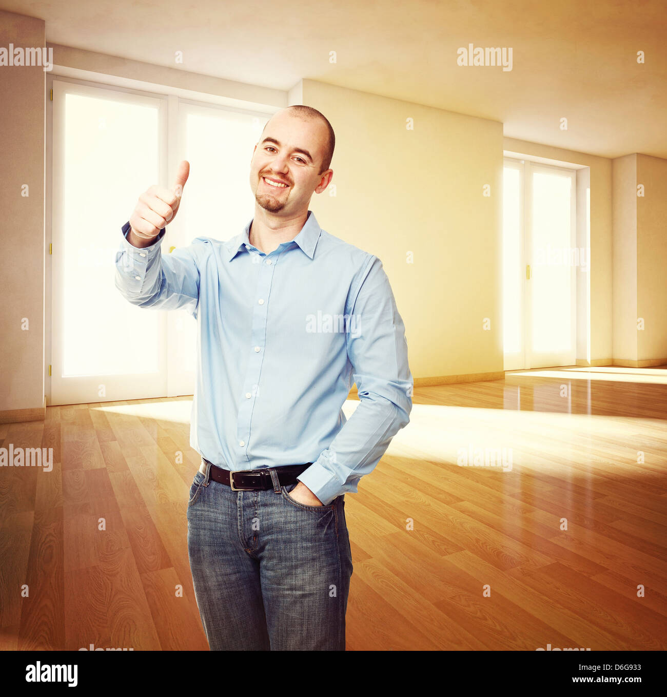 smiling man in modern house Stock Photo - Alamy