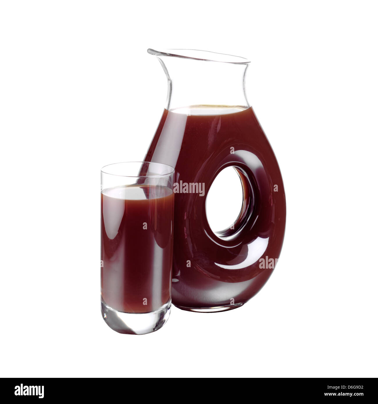 Jug of Prunce Juice with a Full Glass Stock Photo - Alamy