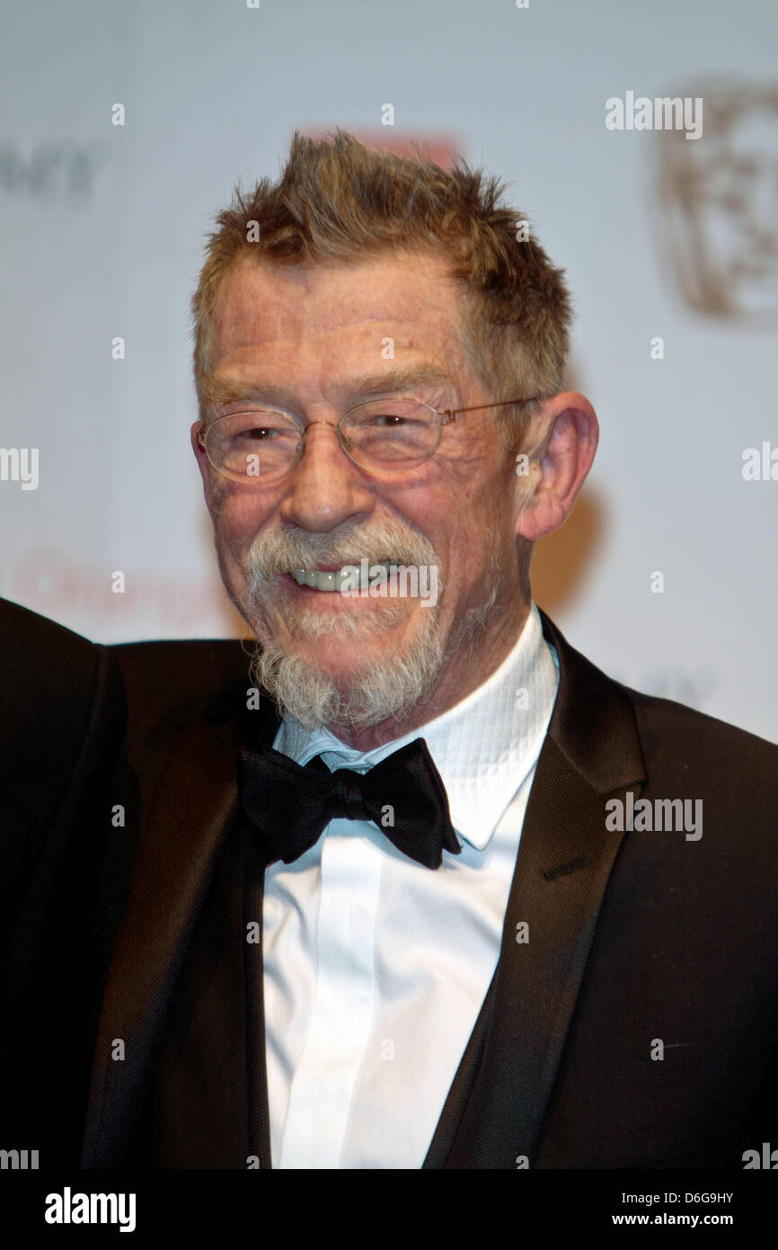 Actor John Hurt poses in the Winner's Photo Room during the British ...