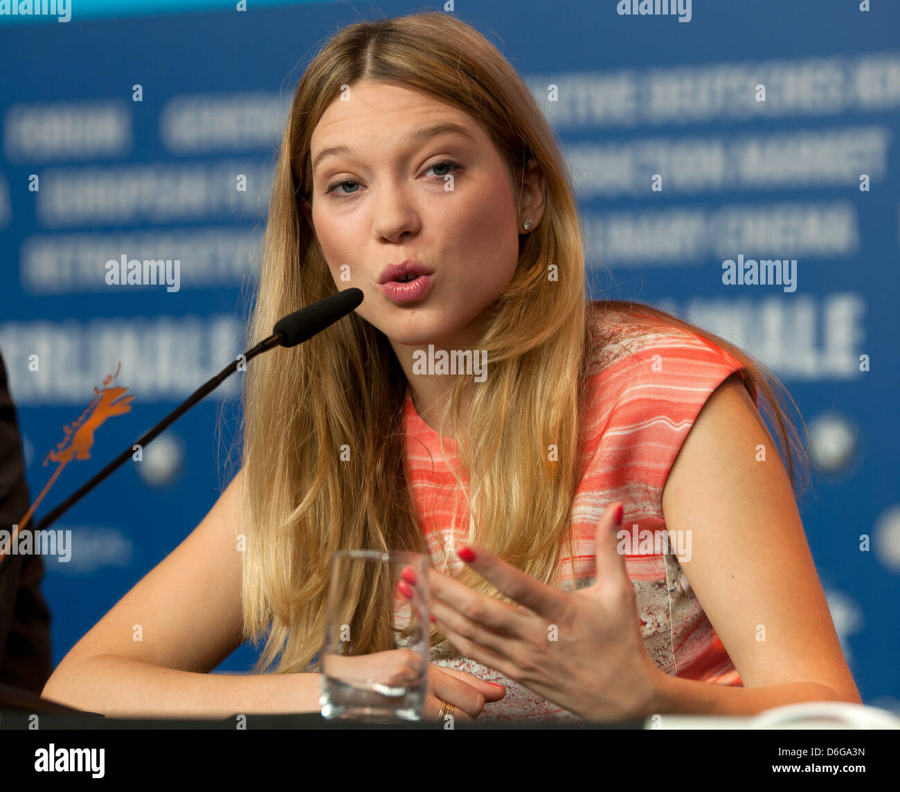 French actress Léa Seydoux is attending a press conference for the ...